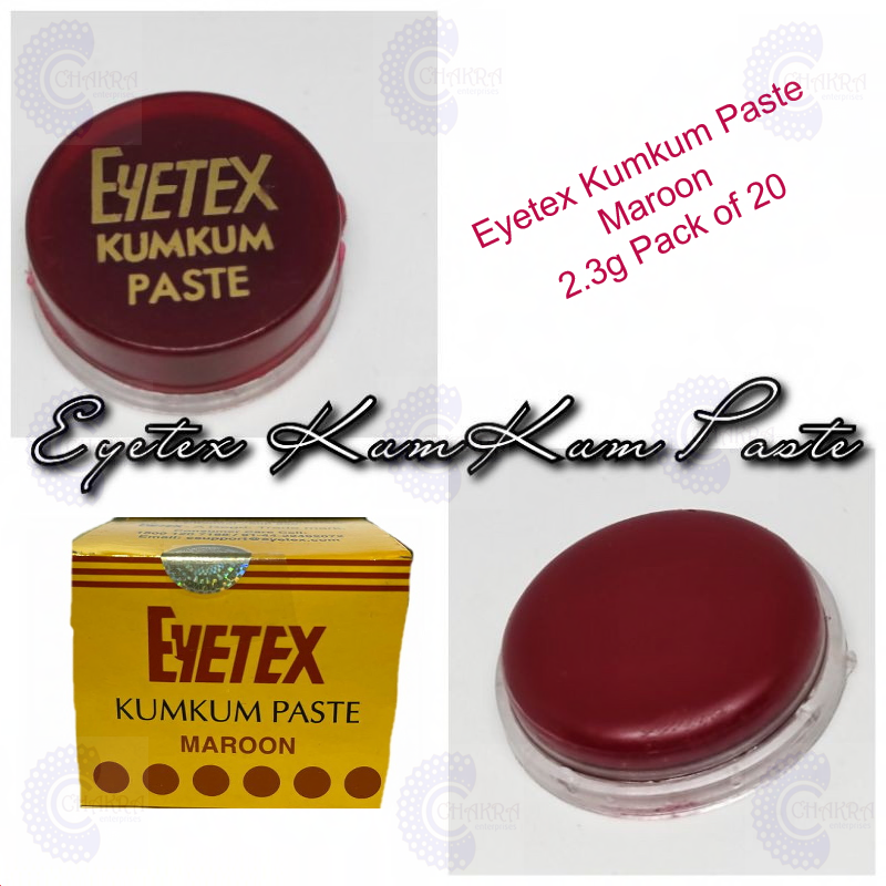 Eyetex Kumkum Paste 2.3gms Maroon - 1 box (20pcs) - NAACHAAS